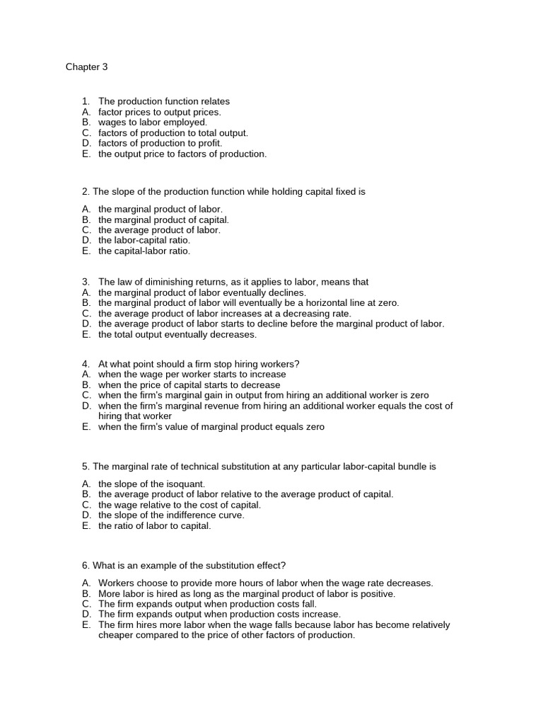 Exercise ch 3 for student | PDF | Labour Economics | Demand