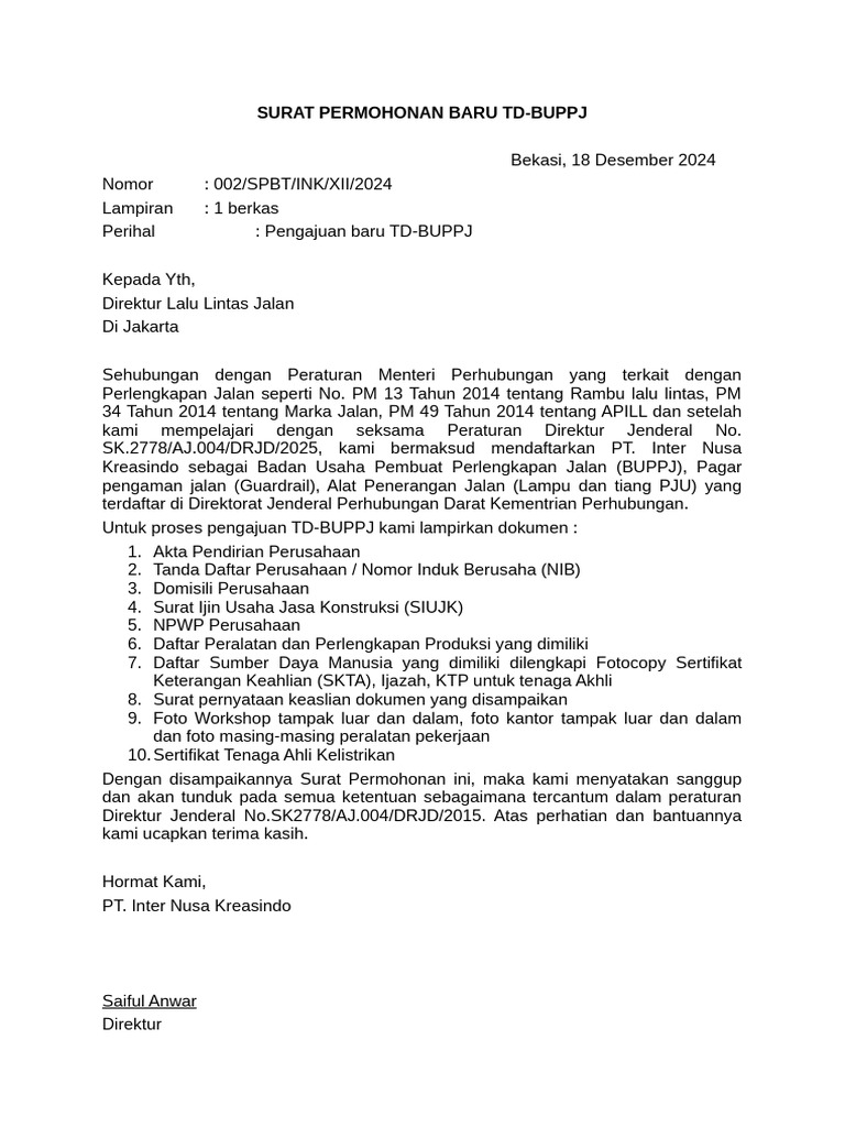 Surat Permohonan Baru Td-Buppj | PDF