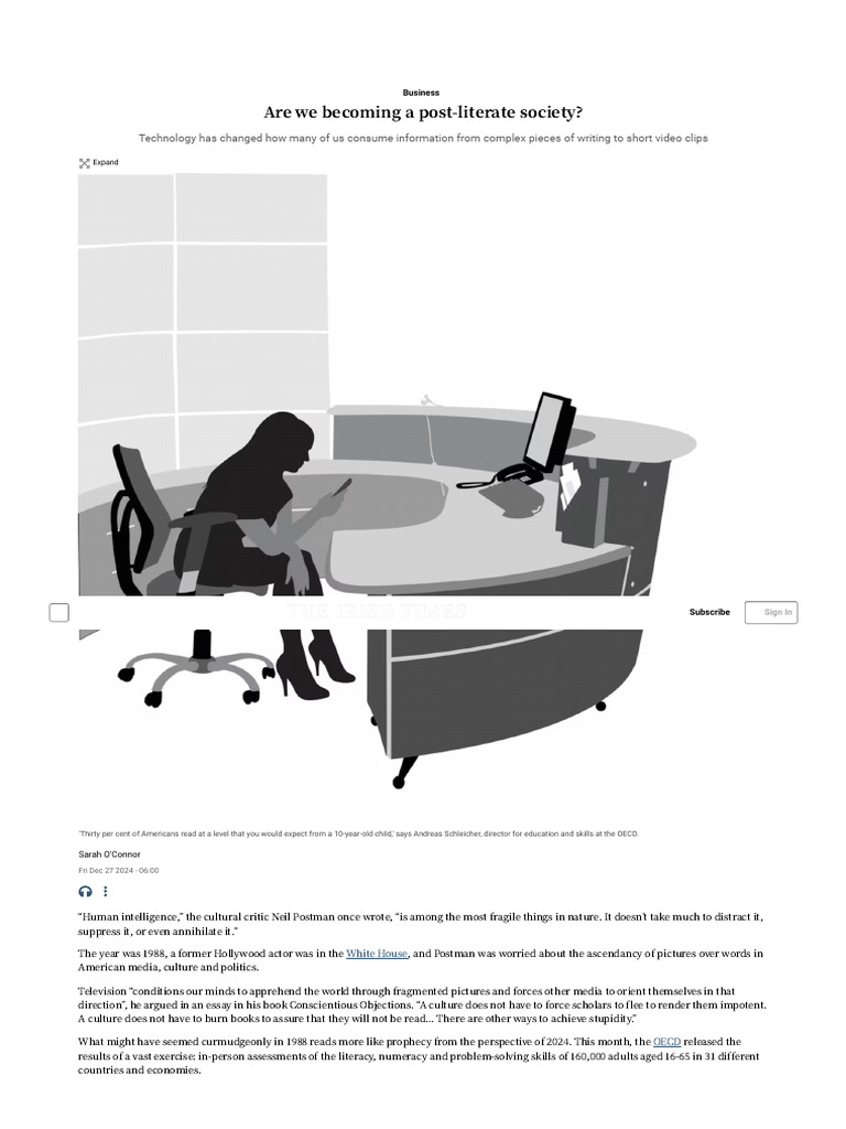 Are We Becoming A Post-Literate Society - The Irish Times | PDF ...