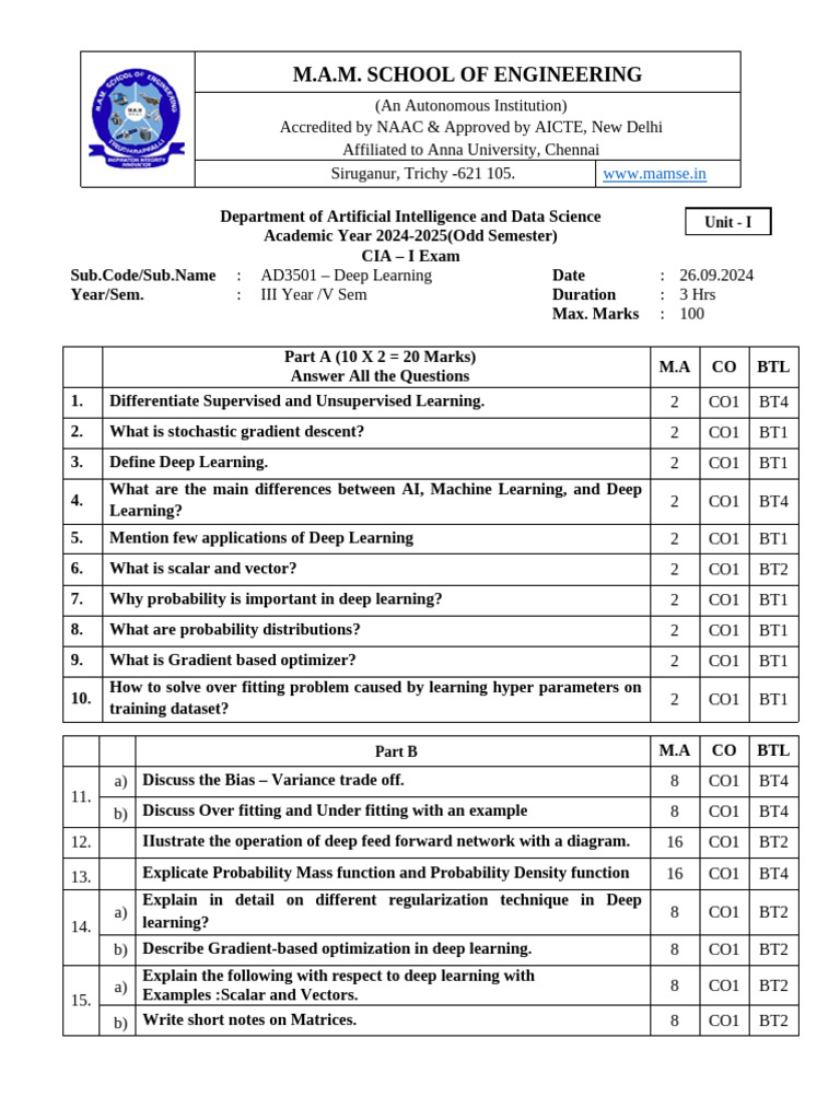 3 AI&DS AD3501-DL (1) | PDF | Artificial Neural Network | Deep Learning 3 AI&DS AD3501-DL (1) | PDF | Artificial Neural Network | Deep Learning