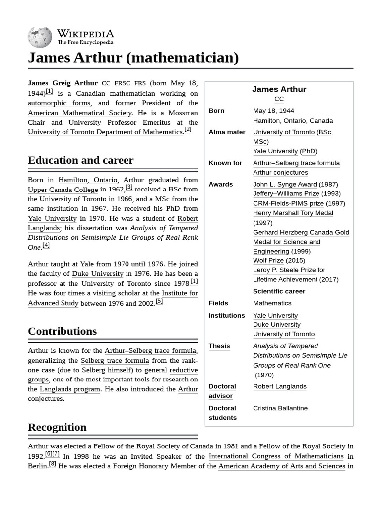 James_Arthur_(mathematician) | PDF | Mathematics