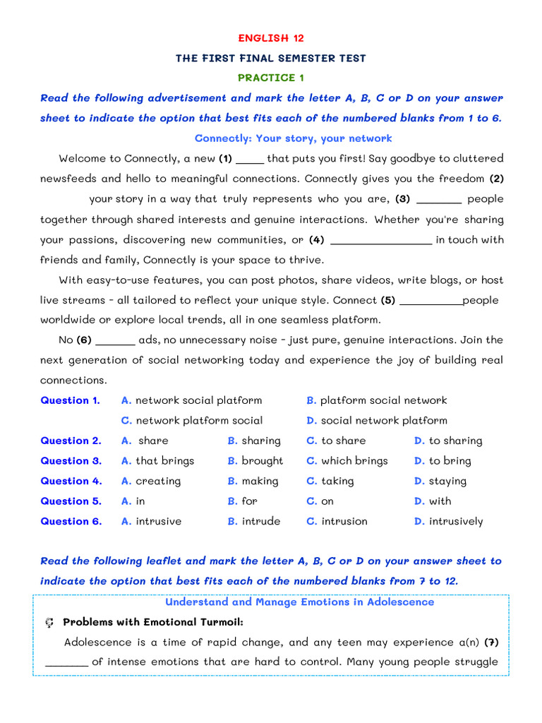 English 12 Final Test Practice Guide | PDF | Social Media | Popular ...