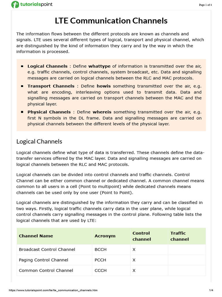 LTE Communication Channels | PDF | Telecommunications | Information And ...
