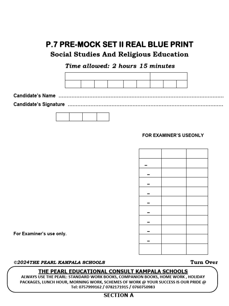 REAL PRE MOCK SET II SST P.7 | PDF | Jesus | Abrahamic Religions