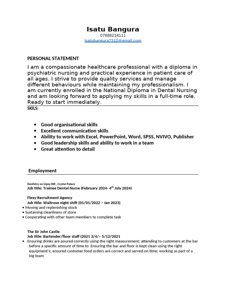 Isatu Bangura - CV | PDF