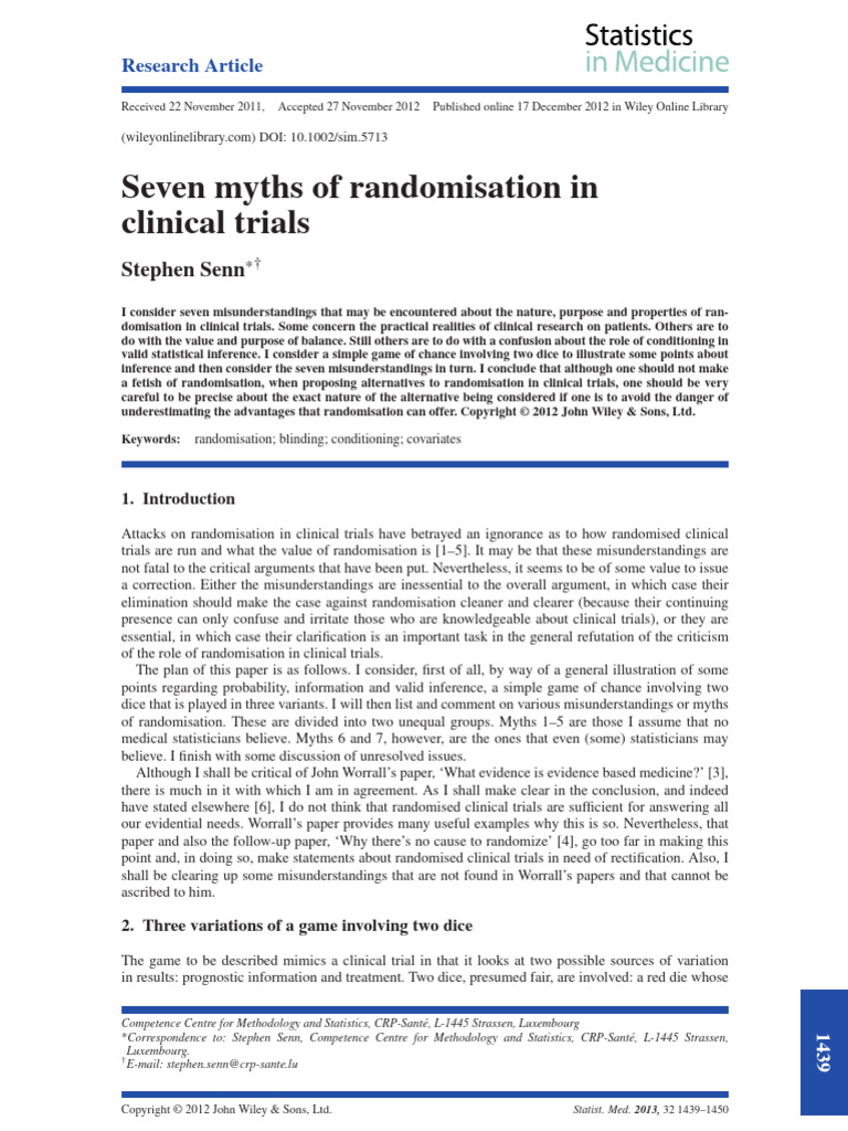7 Myths Of Randomization In Clinical Trials 1729691062 Pdf Experiment Clinical Trial