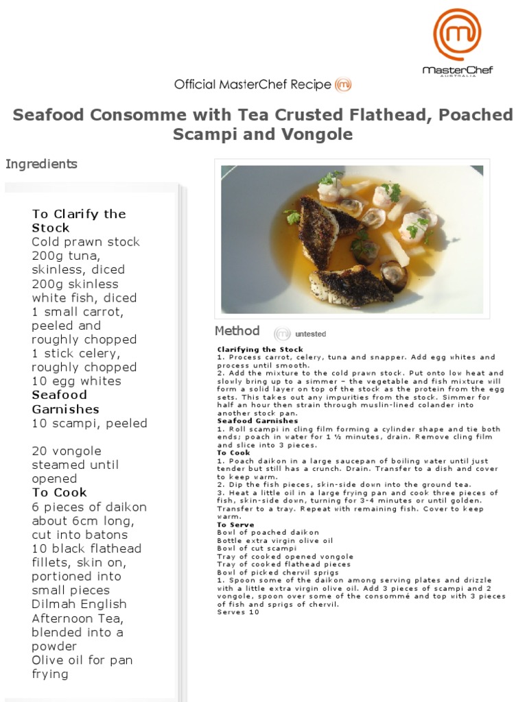 Seafood Consomme Recipe Guide | PDF