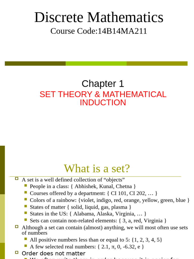 Set Theory and Mathematical Induction Chapter1 | PDF | Set (Mathematics) | Mathematics