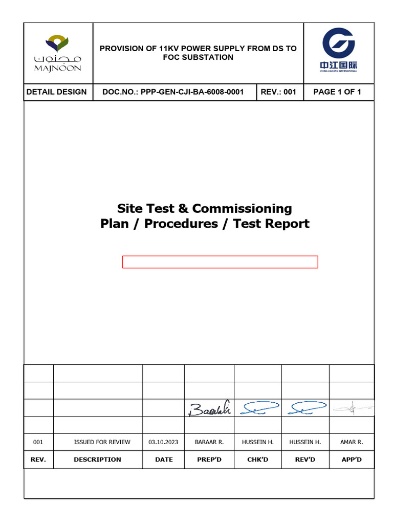 FOCP FMS ABG BA 6008 0001 - 001 Site Test & Commissioning | PDF ...