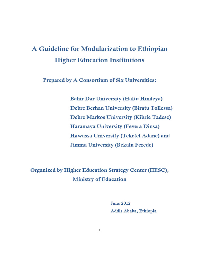 Modularization Guidelines for Ethiopian HE | PDF | Curriculum | Learning