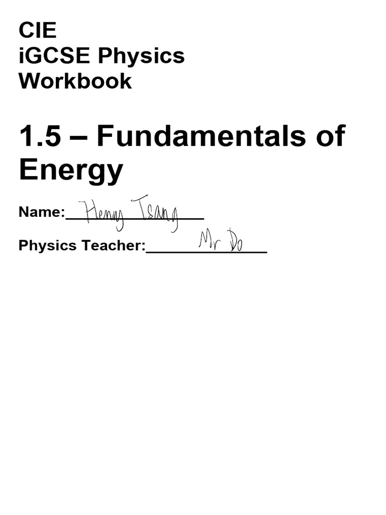 iGCSE Physics Energy Workbook | PDF | Energy Development | Electricity ...
