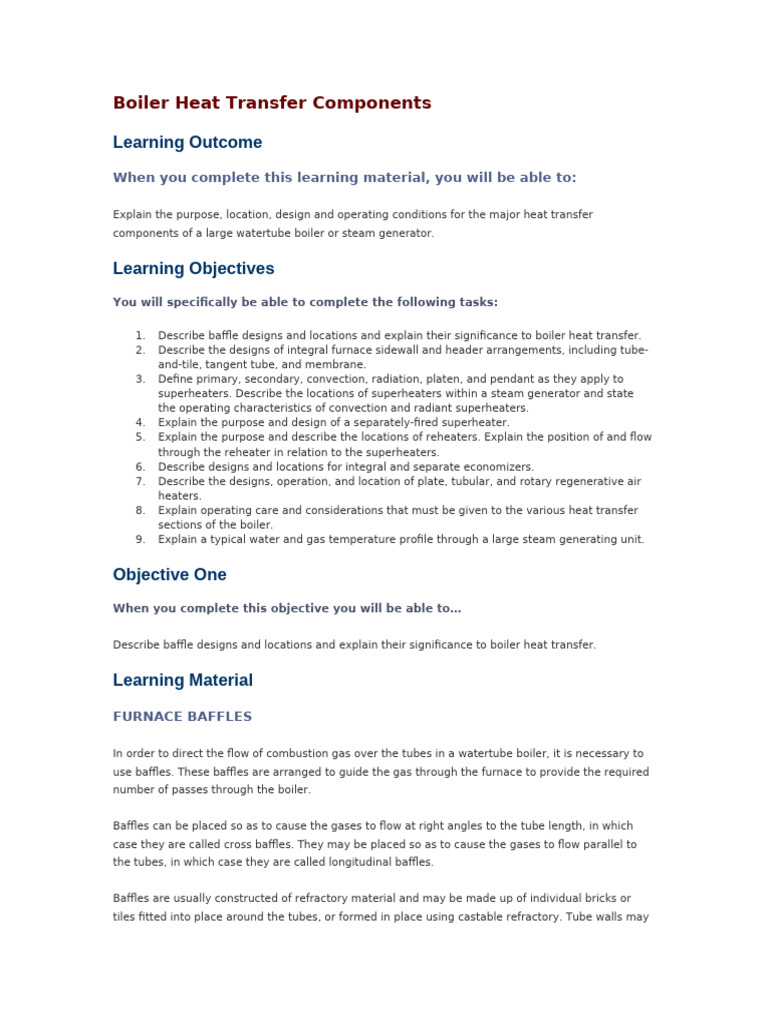Boiler Heat Transfer Components Explained | PDF | Boiler | Steam