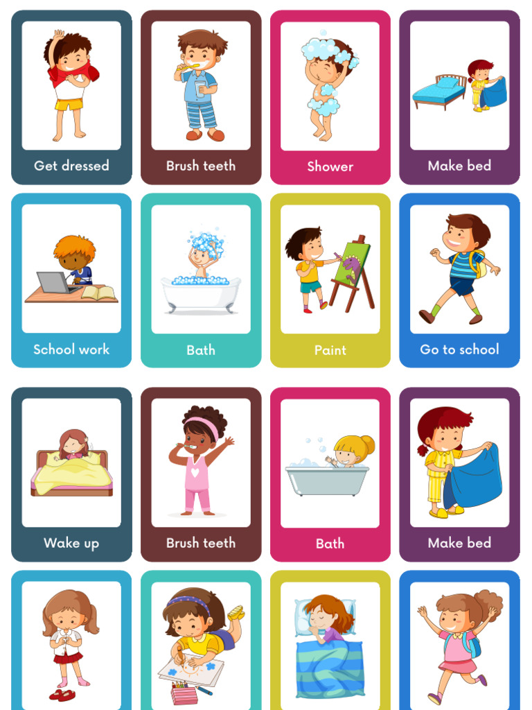 Visual-scheduling-flashcards-girls | PDF