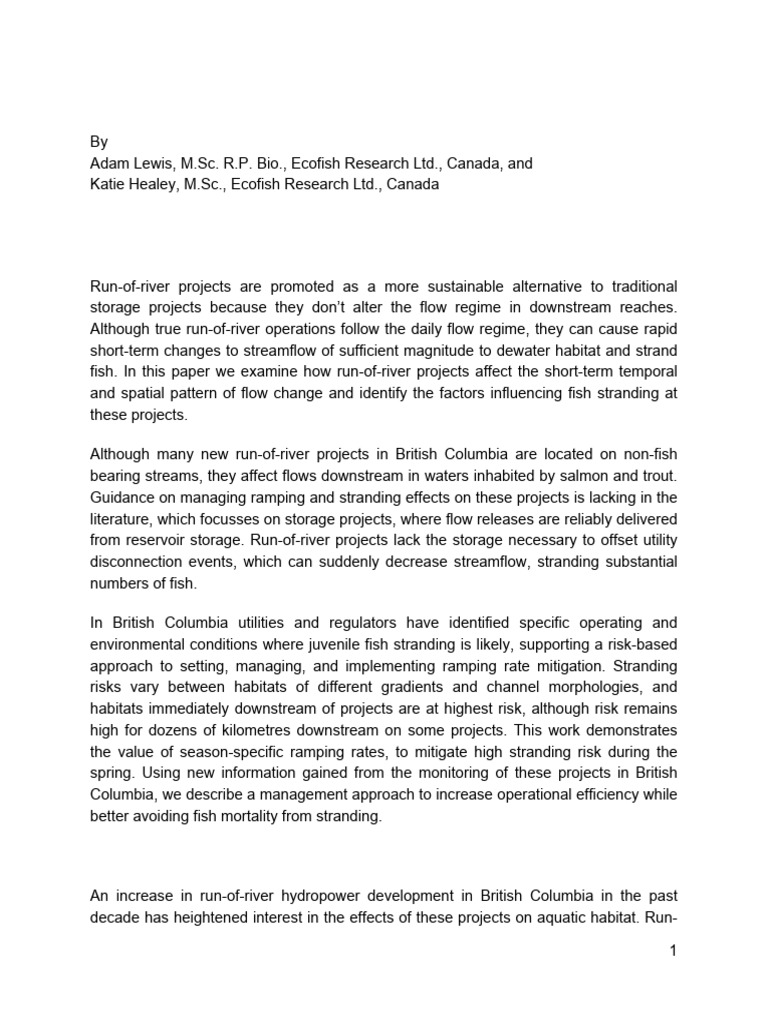 Managing Fish Stranding in Hydropower | PDF | Discharge (Hydrology ...
