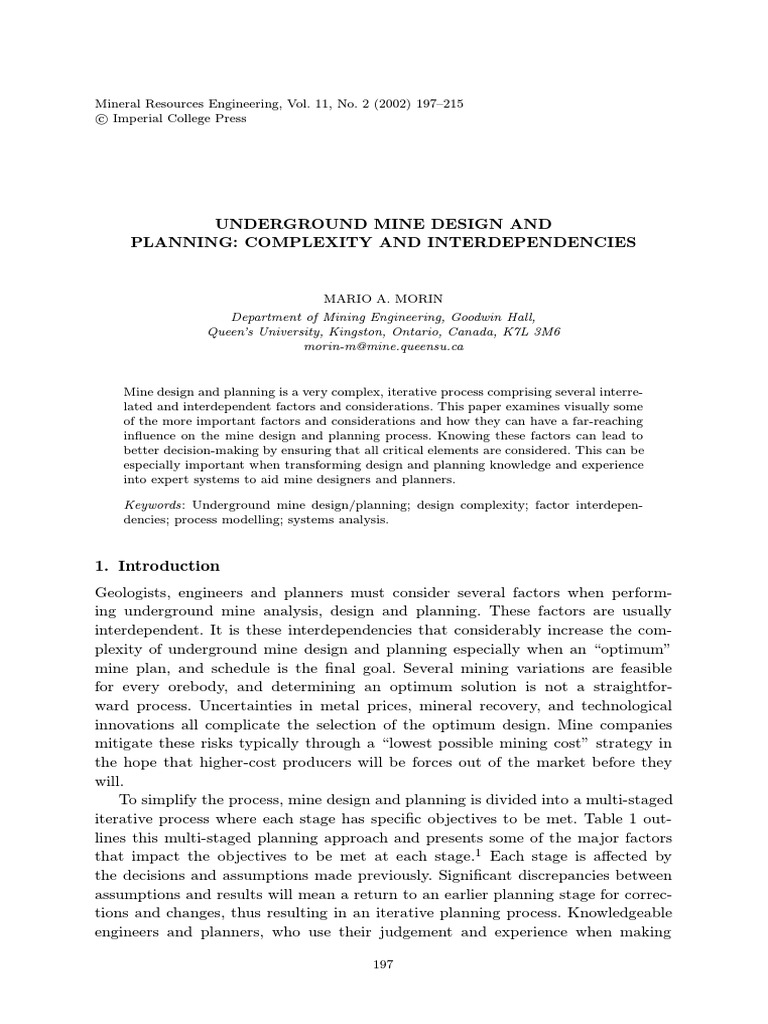 Underground Mine Design Complexity | PDF | Mining | Ore