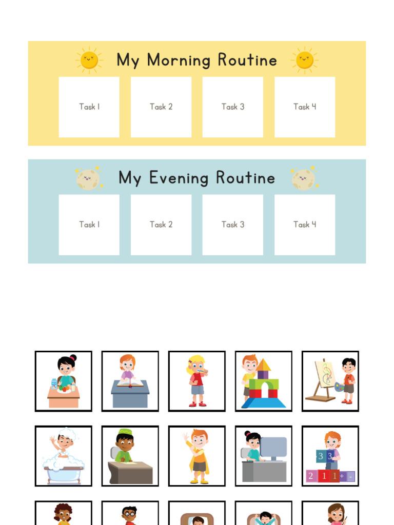 Morning and Evening Routine Visual Schedule Worksheet 1 | PDF