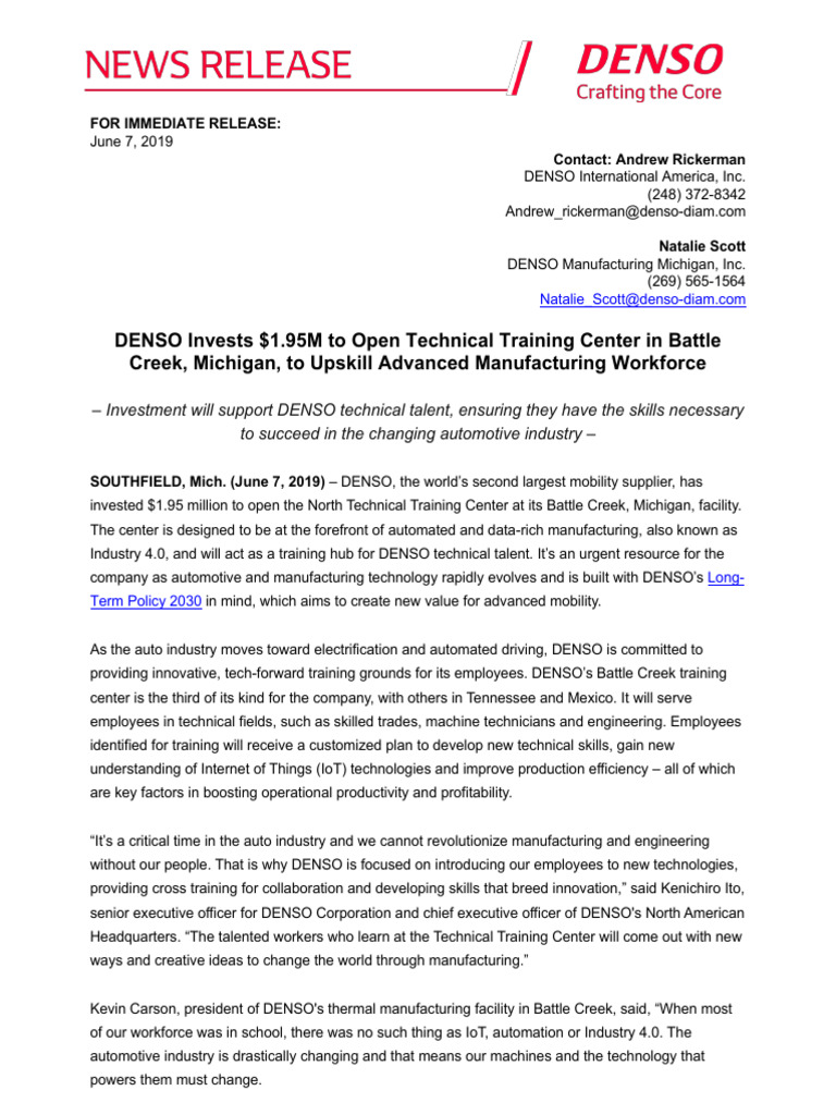 DENSO Opens Technical Training Academy | PDF | Automation | Internet Of Things