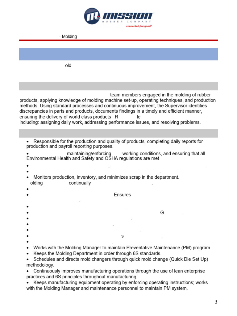 Molding Depart - Supervisor 1 | PDF | Occupational Safety And Health ...