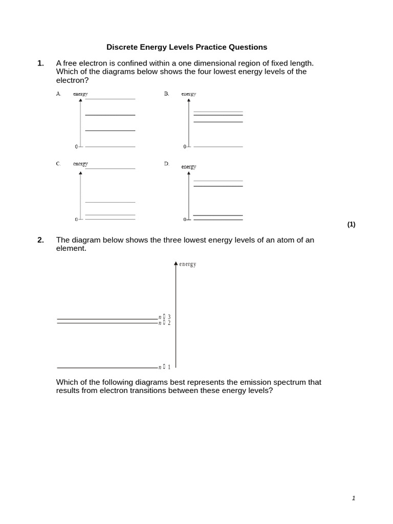 Lesson 2 - Discrete Energy and Discrete Energy Levels Worksheet | PDF ...