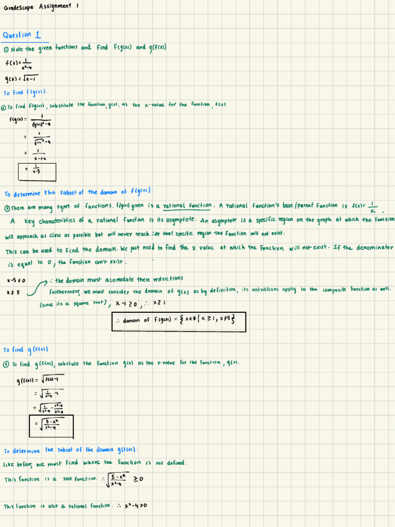 Gradescope1 | PDF | Function (Mathematics) | Asymptote