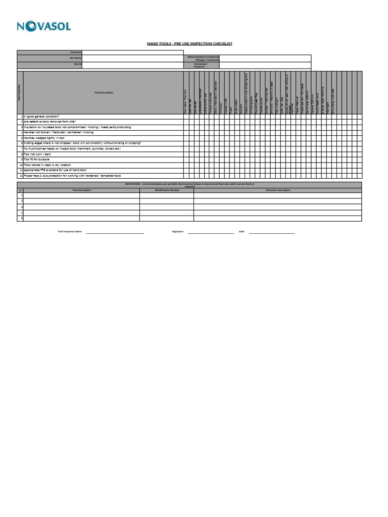 14. Hand Tool Inspection Checklist 9 | PDF