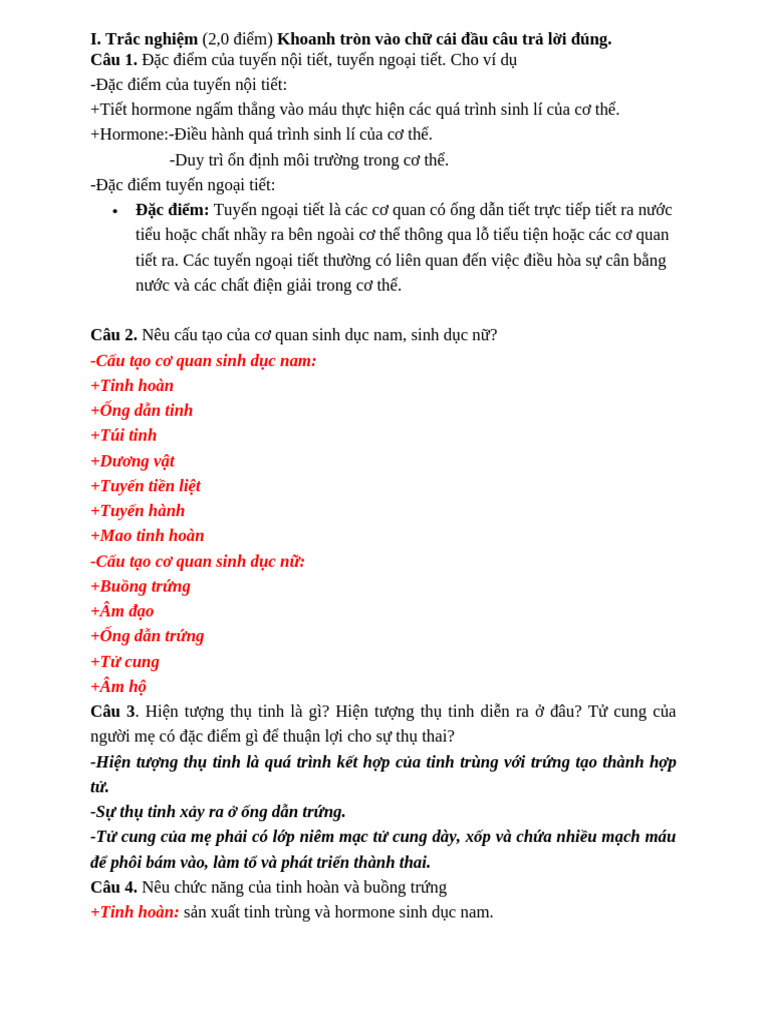 Đề Cương Ôn Tập HK2 KHTN 8 | PDF