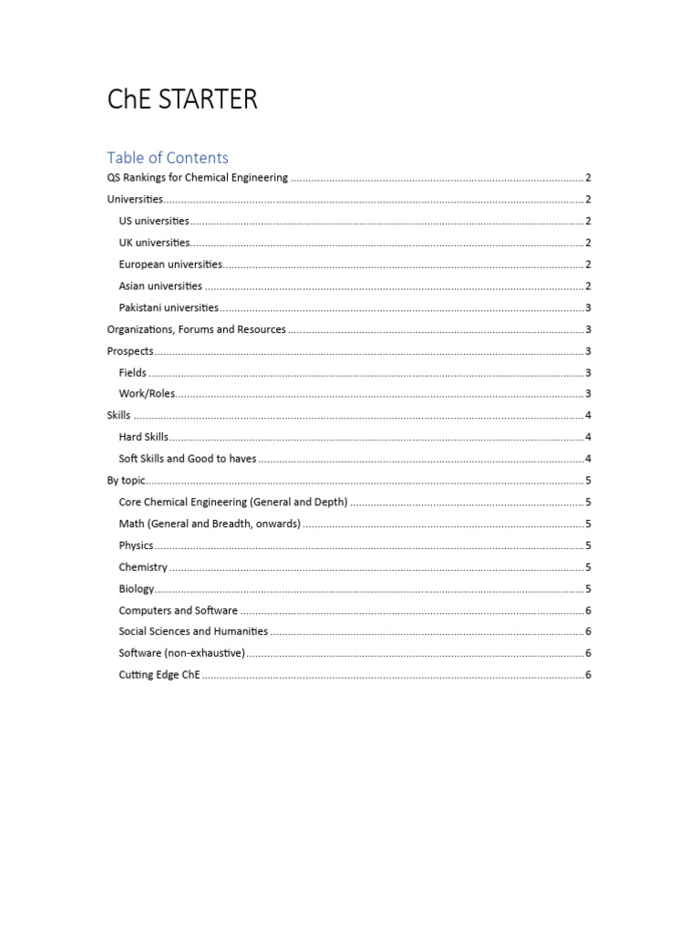 ChE Starter | PDF | Chemical Engineering | Engineering