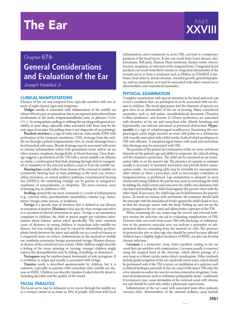 Part XXVIII - The Ear - Nelson 2024 | PDF | Ear | Vertigo
