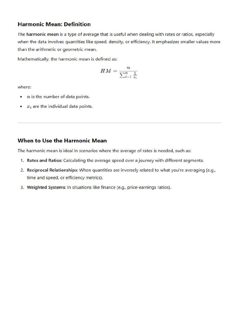 Harmonic Mean | PDF