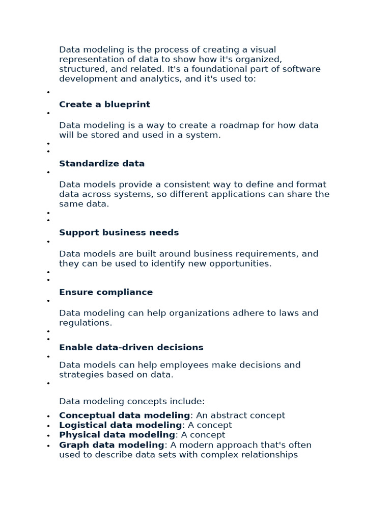 Data Modeling Is The Process of Creating A Visual | PDF