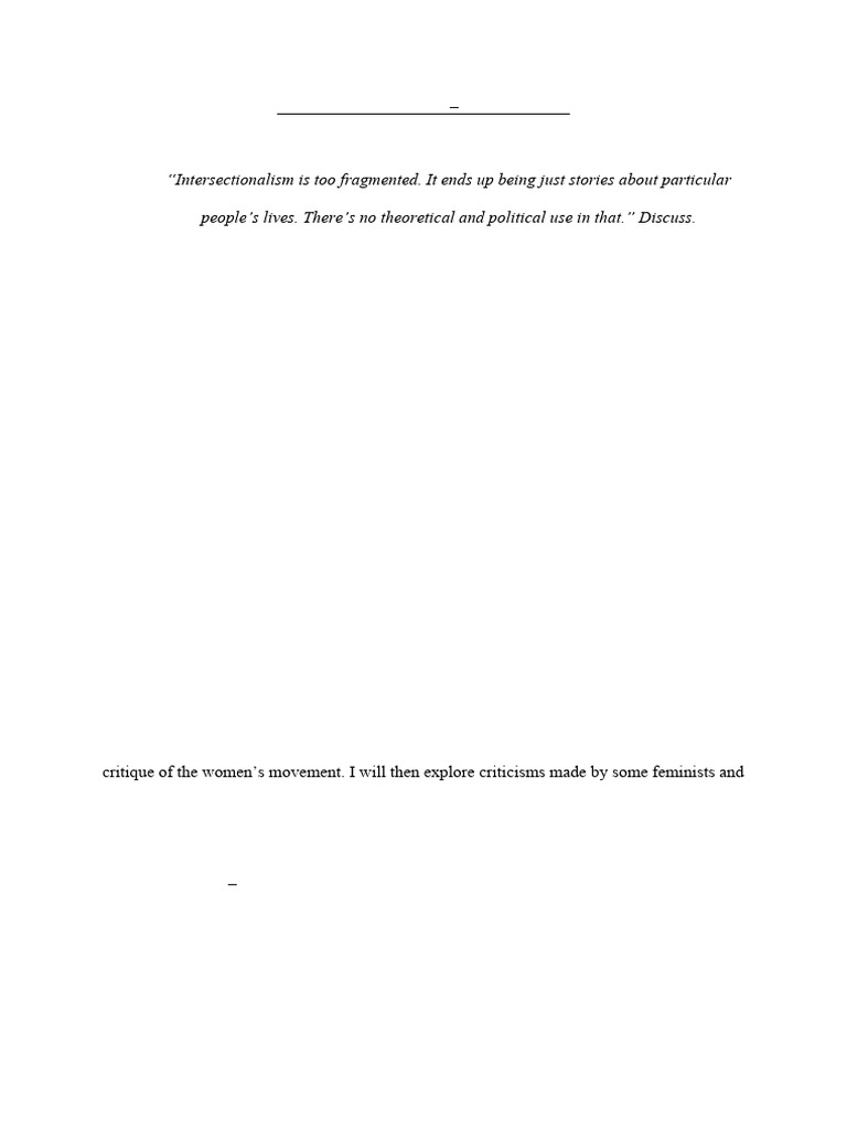 Intersectionality Essay.docx | PDF | Intersectionality | Feminism
