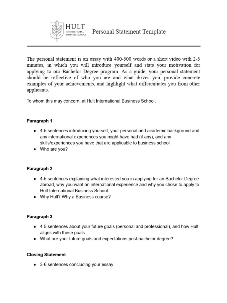 Personal Statement Template | PDF