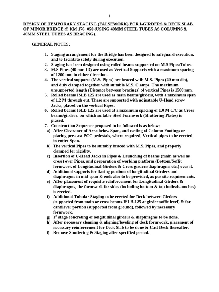 Design of Temporary Staging For Minor Bridge at KM 176+o50-Lalitpur ...