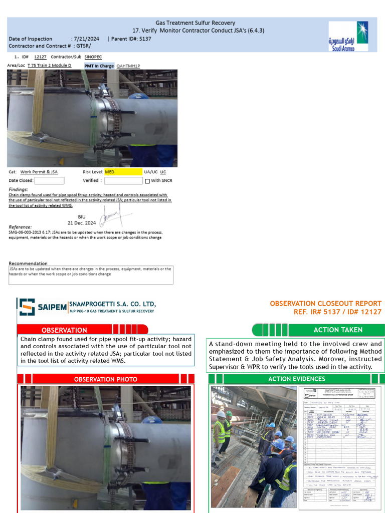 GTSR - IR - 5137 - Closeout Report | PDF | Safety | Occupational Safety ...