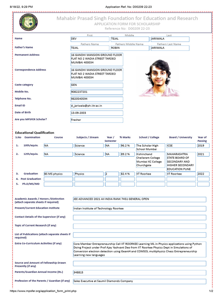 Application Ref. No - D00209 22-23 | PDF