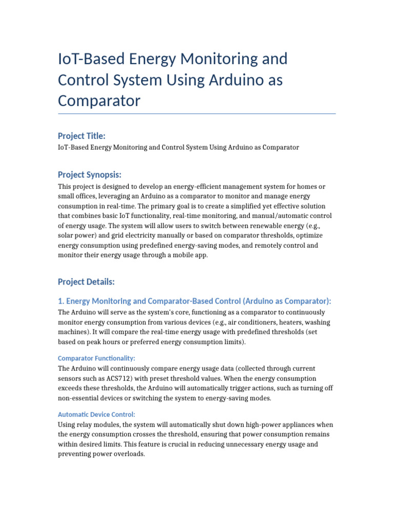 IoT Based Energy Management Detailed Synopsis | PDF | Energy ...
