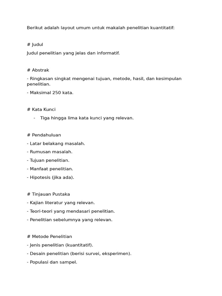 Lay out tugas makalah penelitian kuantitatif | PDF