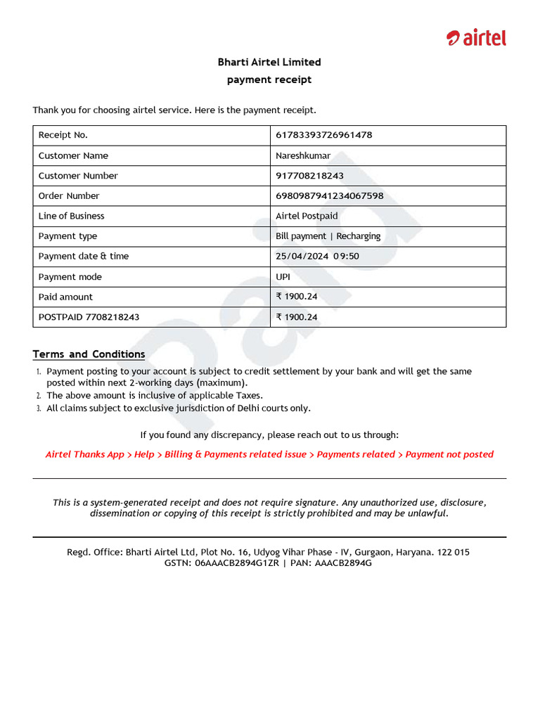 Telephone Bill | PDF
