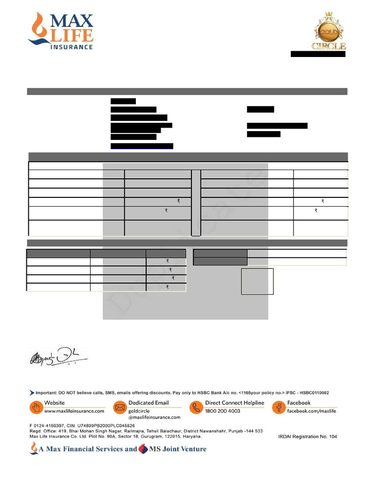 Life Insurance Premium Receipt | PDF | Insurance | Life Insurance