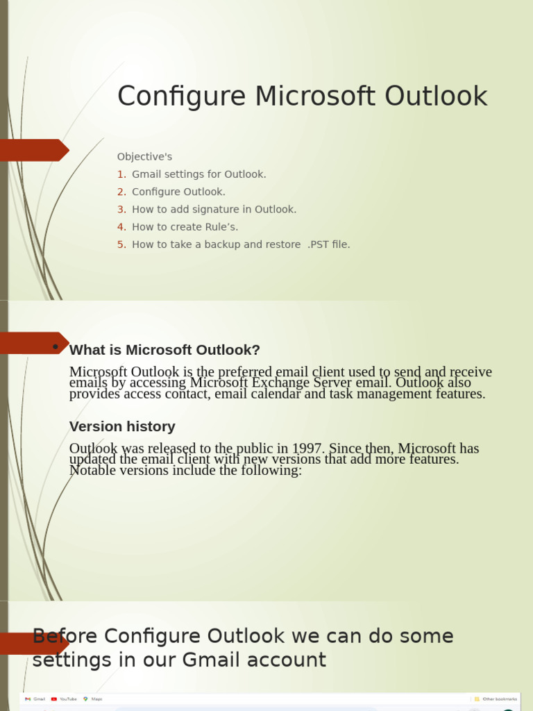 Configure Microsoft Outlook Settings | PDF | Microsoft Outlook | Email
