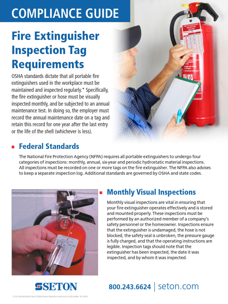 SUS Fire Extinguisher Inspection Tag Regulations Compliance Guide | PDF | Safety