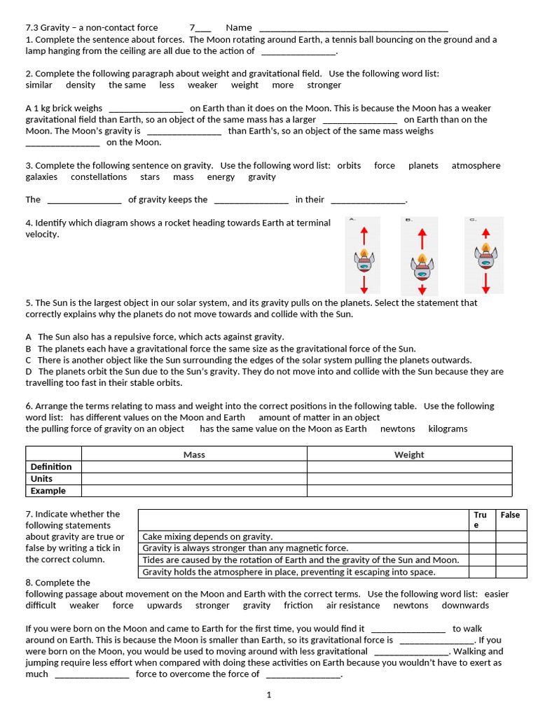 7.3 Gravity - A Non-Contact Force | PDF | Gravity | Force