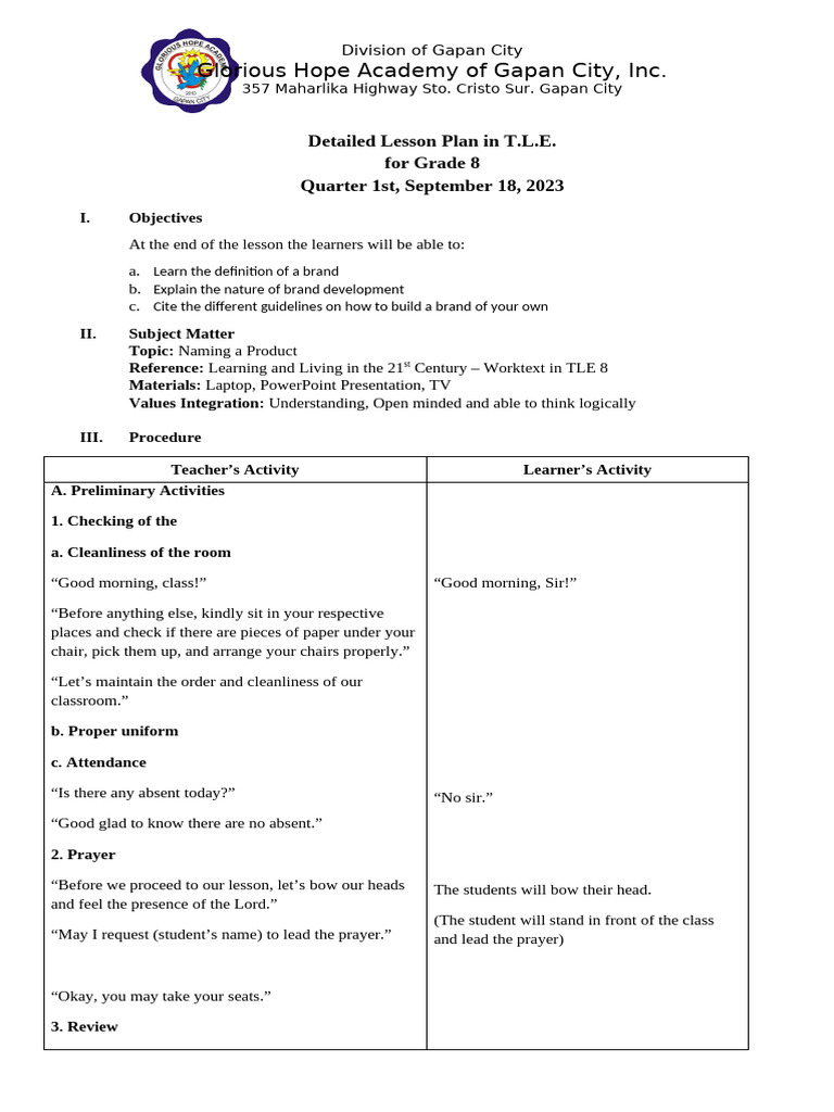 Grade 8 TLE DLP | PDF | Brand | Mobile Phones