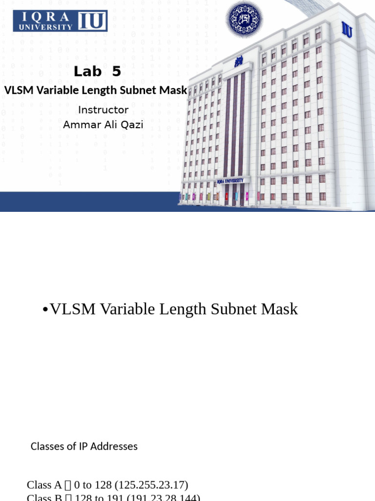 Sen361 L DCCN Lab 5 VLSM | PDF | Ip Address | Networking Standards