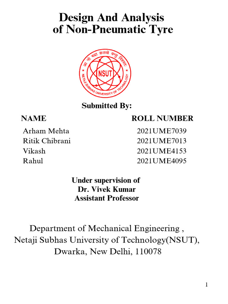 Department of Mechanical Engineering, Netaji Subhas University of ...