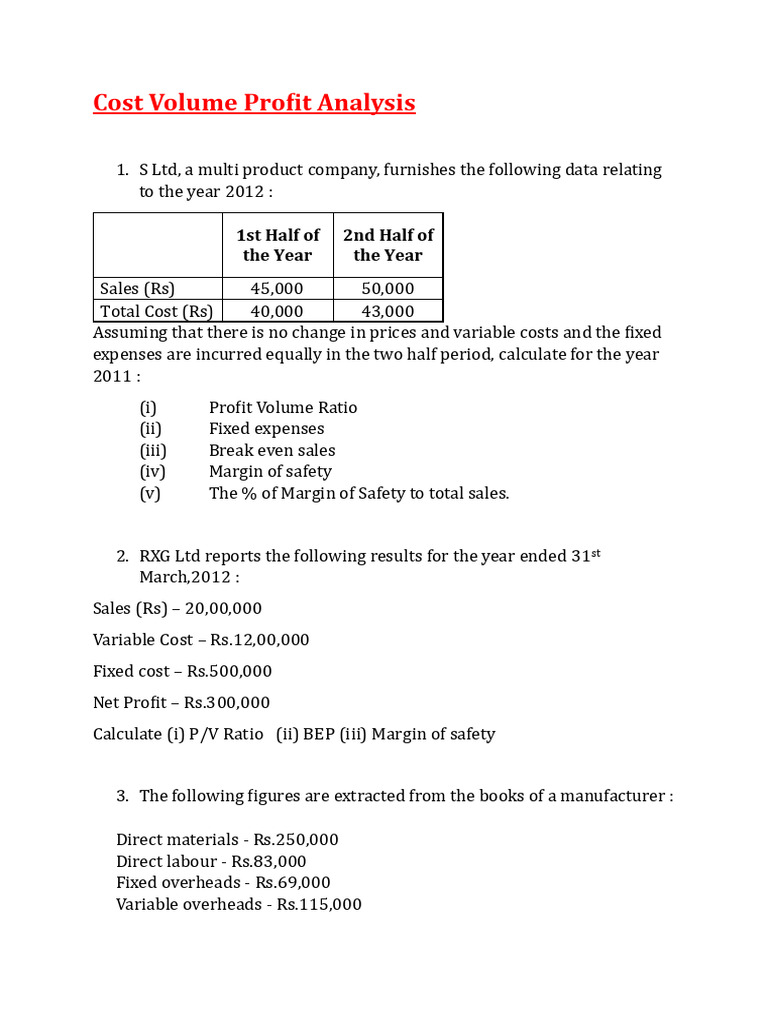 Cost Volume Profit Analysis - 2 | PDF