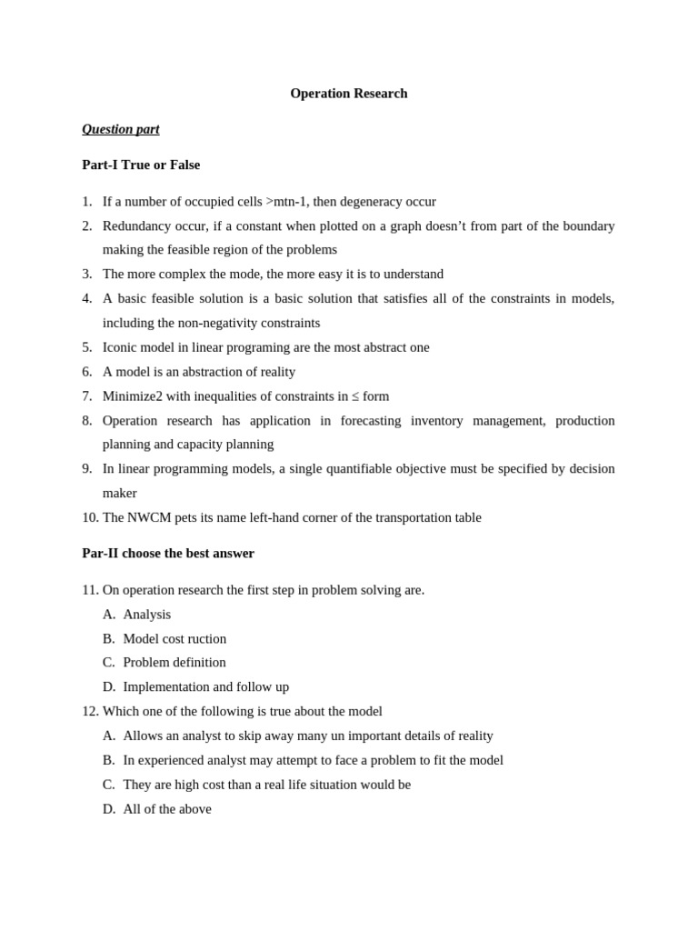 Operation Research | PDF | Linear Programming | Mathematical Optimization