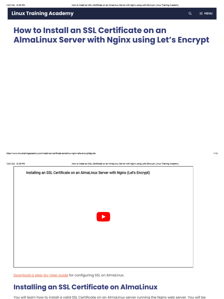 How To Install An Ssl Certificate On An Almalinux Server With Nginx