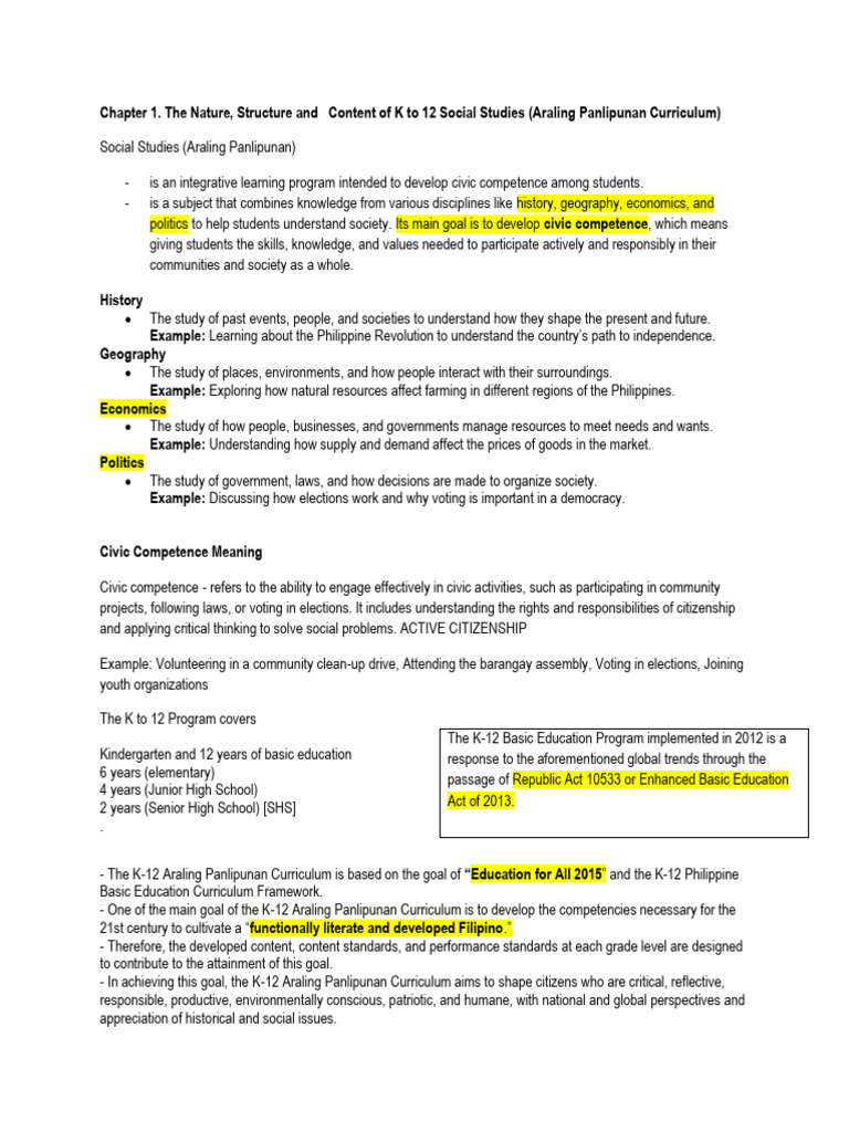 Teaching Social Studies in Elementary HANDOUTS-PRELIM | PDF | Learning ...