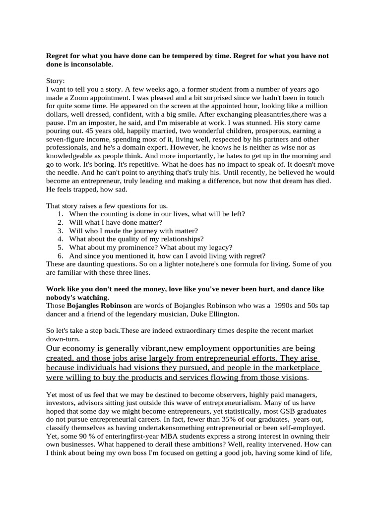 Last Lecture Series - Class of 2023, Professor Irv Grousbeck | PDF | Entrepreneurship | Risk